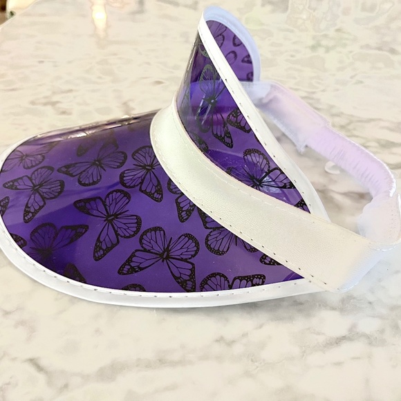 Accessories | Nwt Purple Butterfly Visor | Poshmark